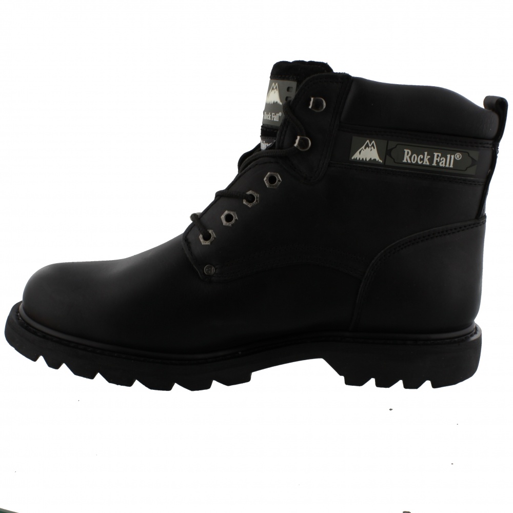 Rockfall Spar Mid Cut Leather Boot RF800 Black - Bigfootshoes